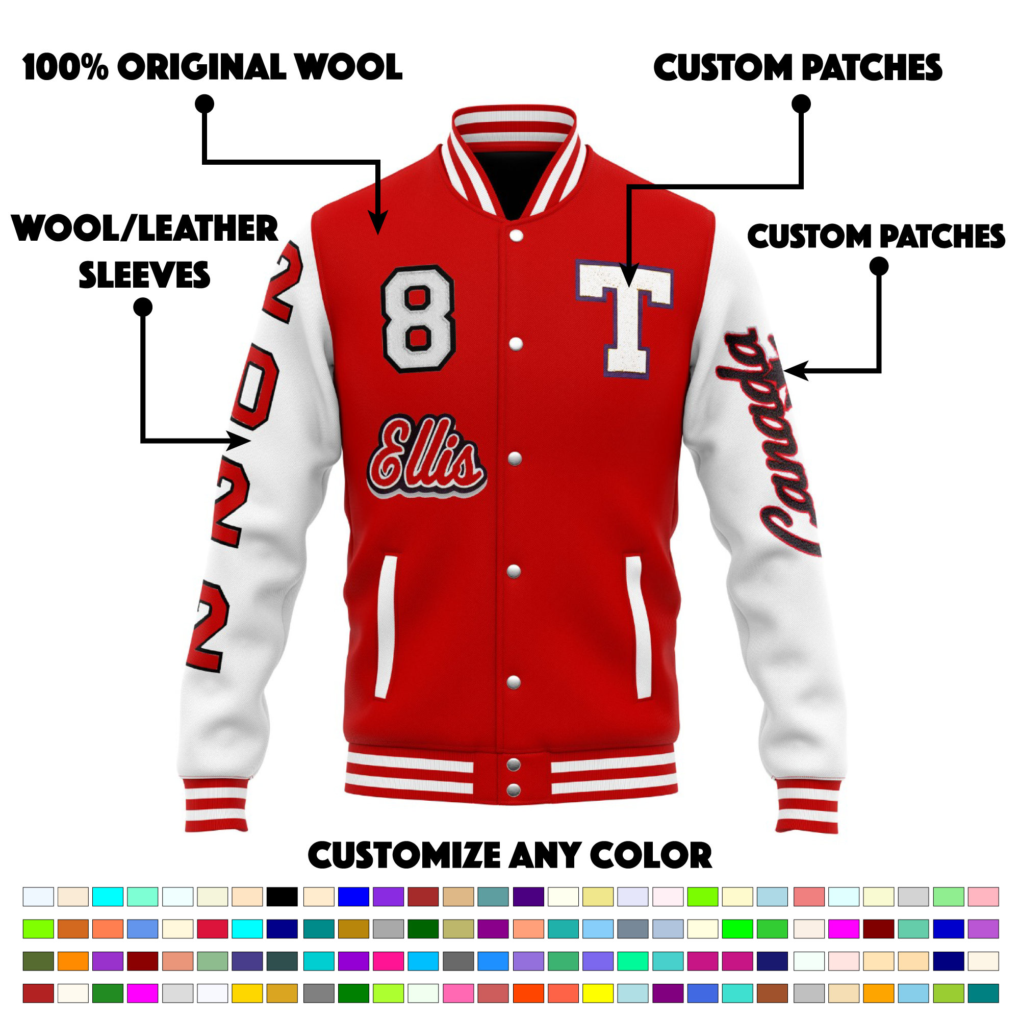 Unisex Baseball Varsity American Letterman Jacket American College ...