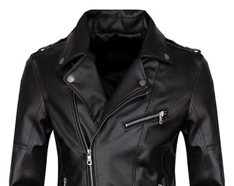 Leather Jacket Cross Zip - Etsy