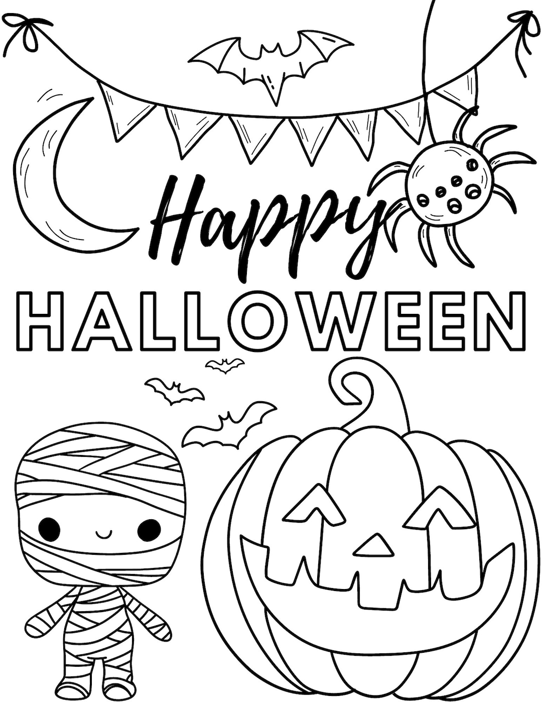 Halloween Coloring Sheet - Etsy