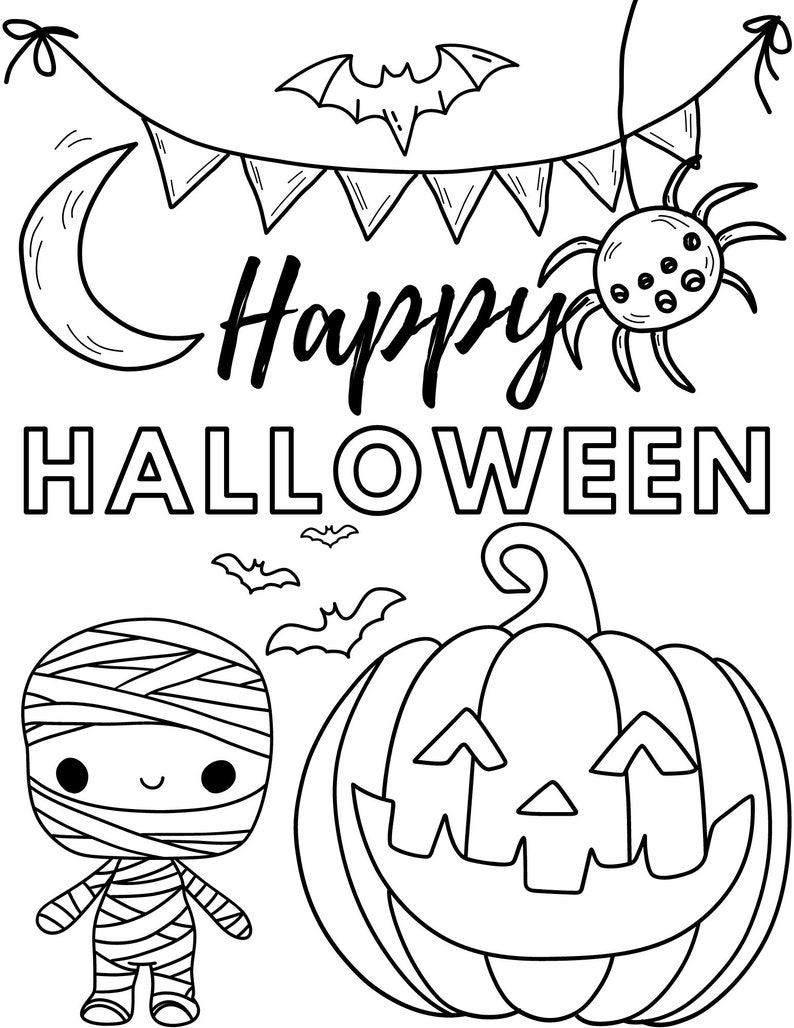 Halloween Coloring Sheet - Etsy