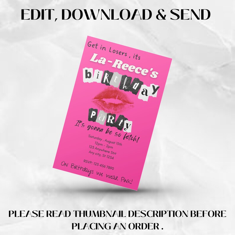 Mean Girls Birthday Party Invitation Adult Invitations Etsy Australia