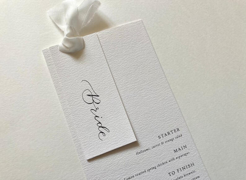 Personalised Wedding Menus With Handwritten Calligraphy Guest Place ...