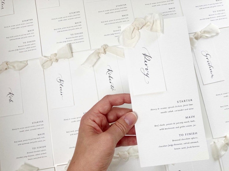 Personalised Wedding Menus With Handwritten Calligraphy Guest Place ...