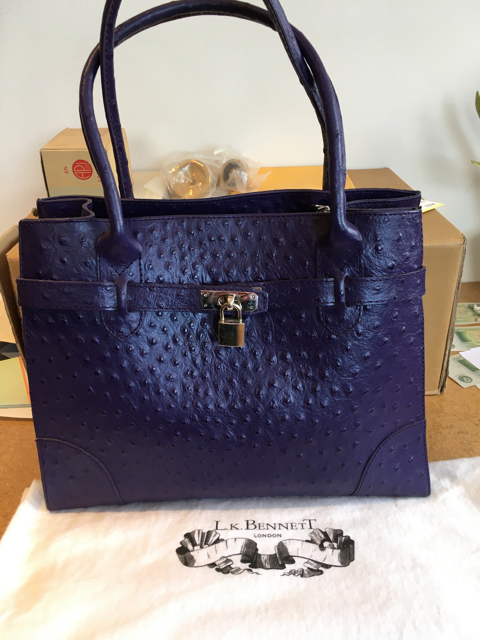 Ladies Vintage Faux Ostrich Skin, Purple Leather Handbag L.K Bennett - Etsy