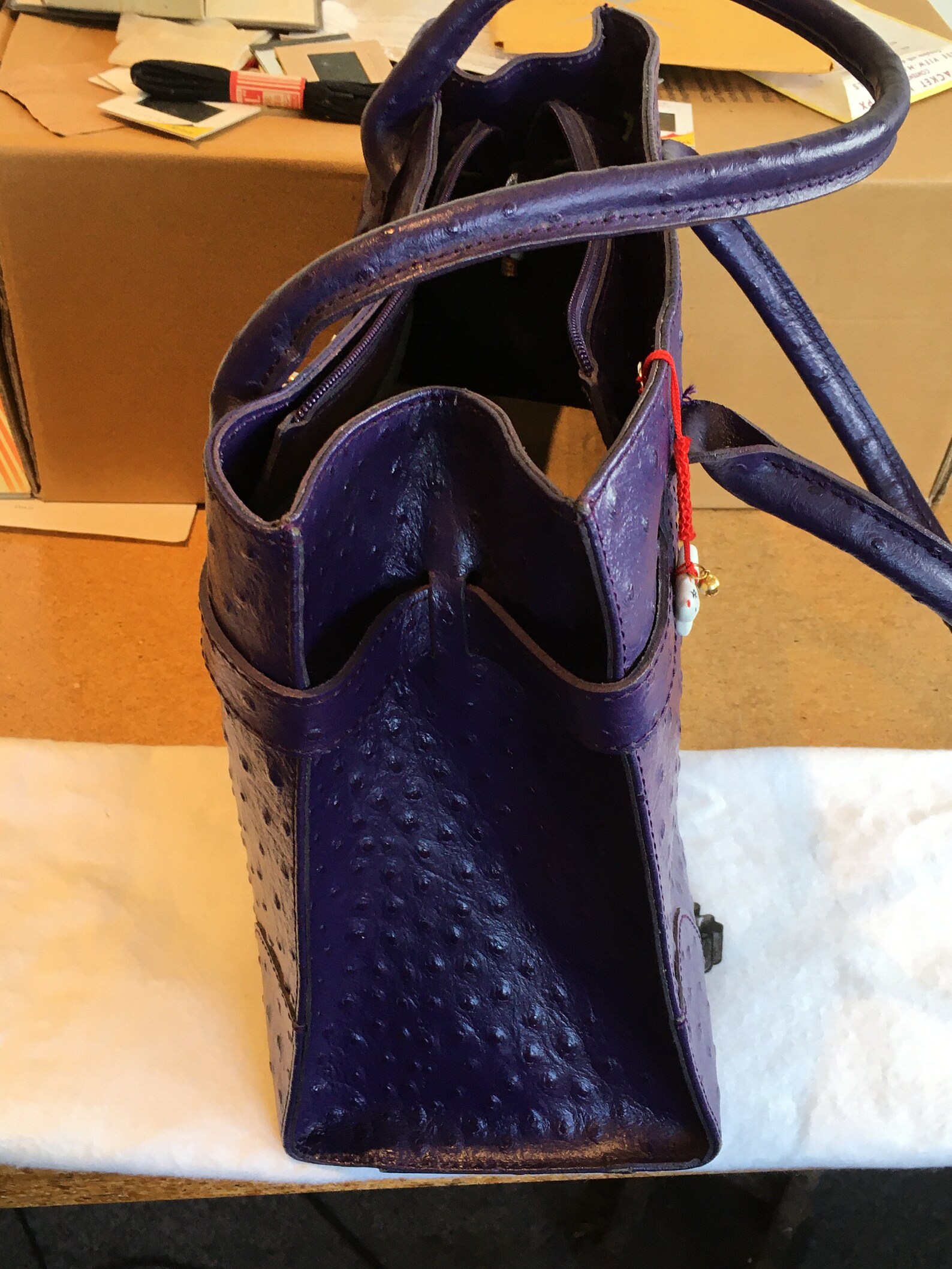 Ladies Vintage Faux Ostrich Skin, Purple Leather Handbag L.K Bennett - Etsy