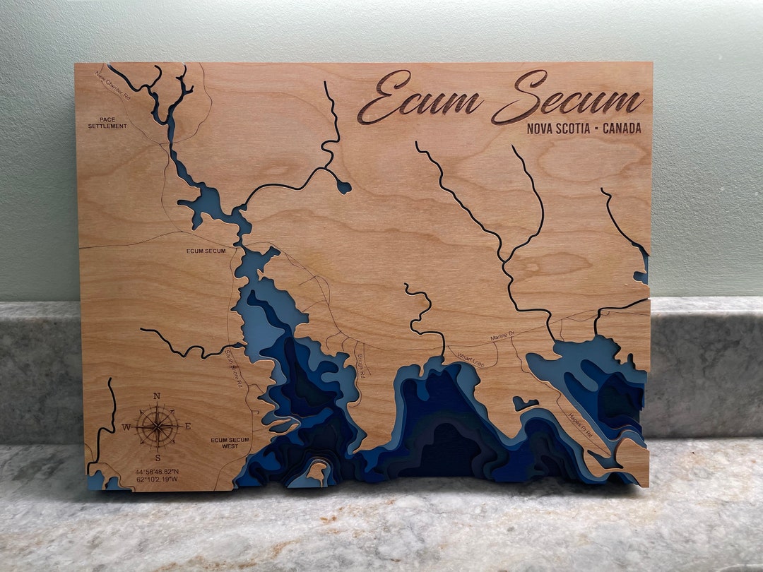 Ecum Secum Nova Scotia Canada Wood Layered Map - Etsy