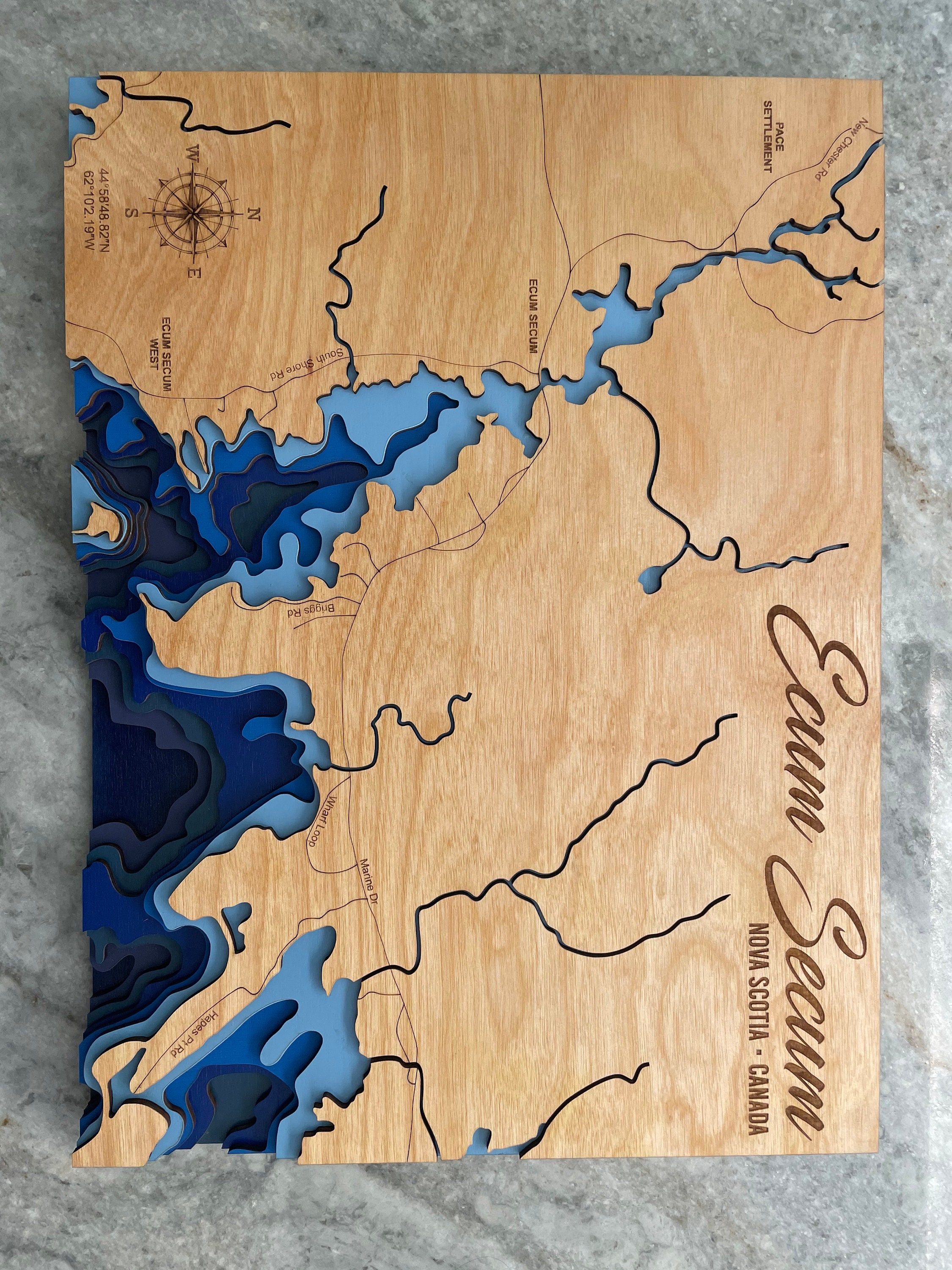 Ecum Secum Nova Scotia Canada Wood Layered Map - Etsy