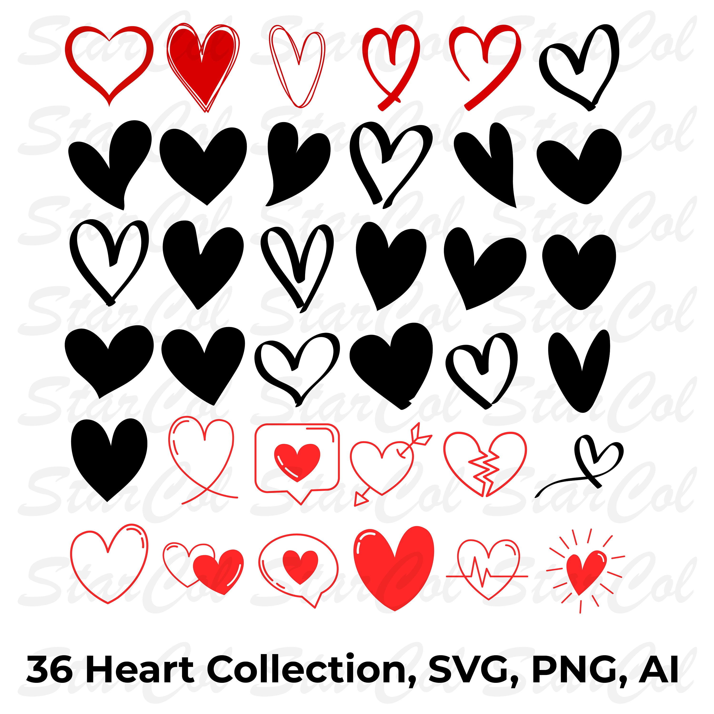 Heart Svg Bundle, Hand Drawn Heart Svg, Open Heart Svg, Doodle Heart ...