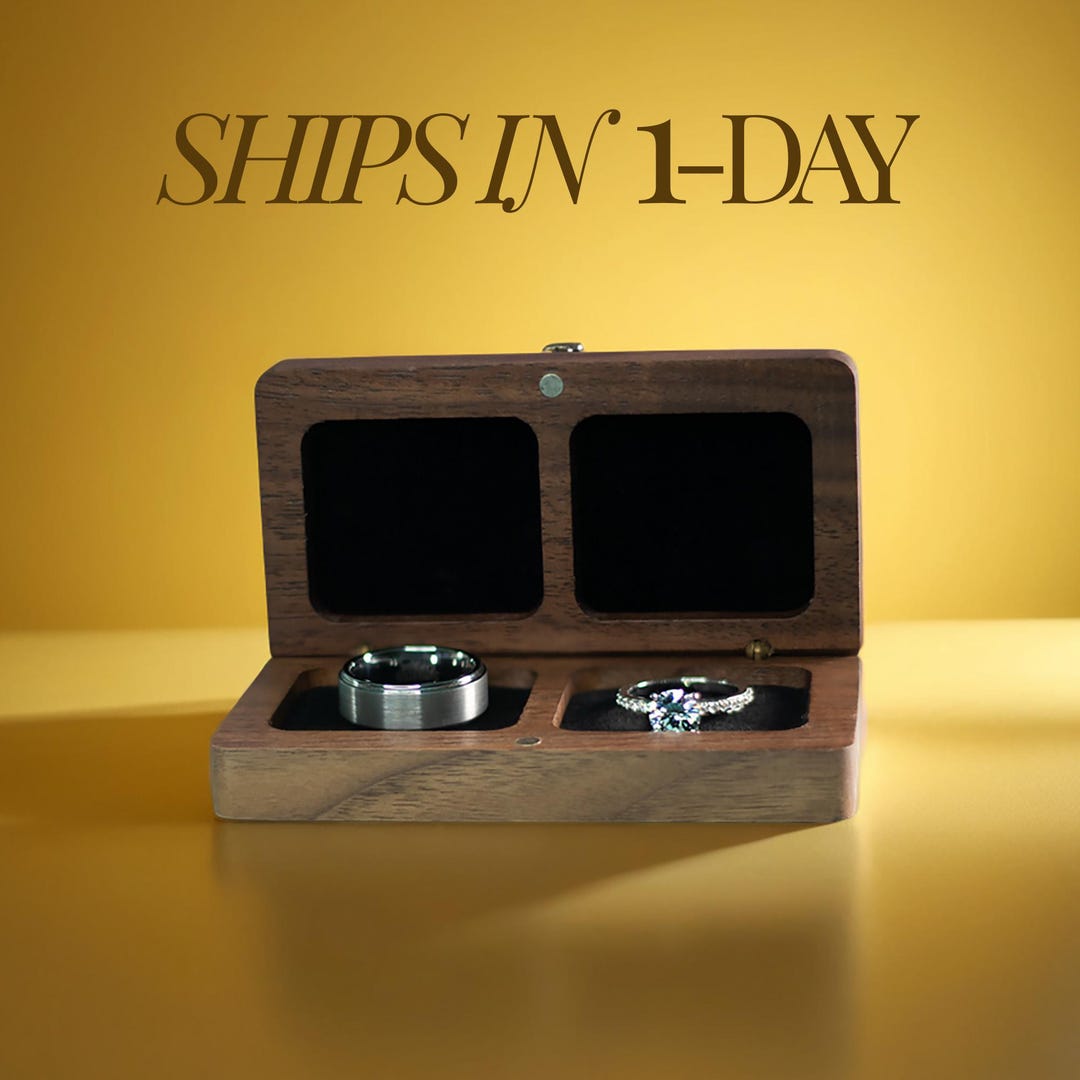 Walnut Wedding Ring Bearer Box: Velvet Keepsake Ring Holder - Etsy