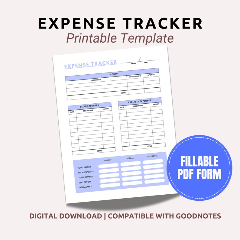 Monthly Expense Tracker Printable and Fillable Pdf, Budget Planner ...