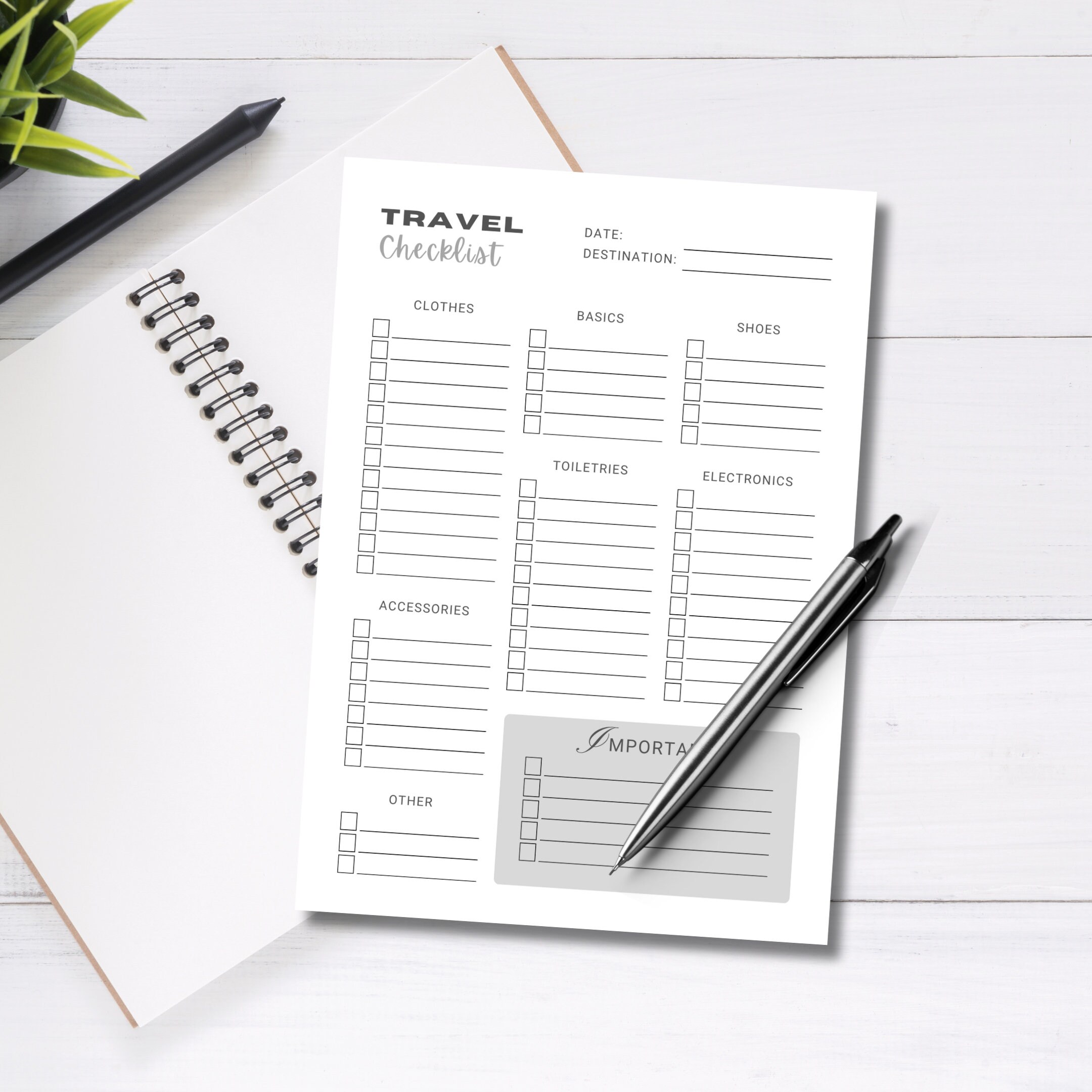 Simple Printable Travel Checklist, Holiday Packing List Template ...