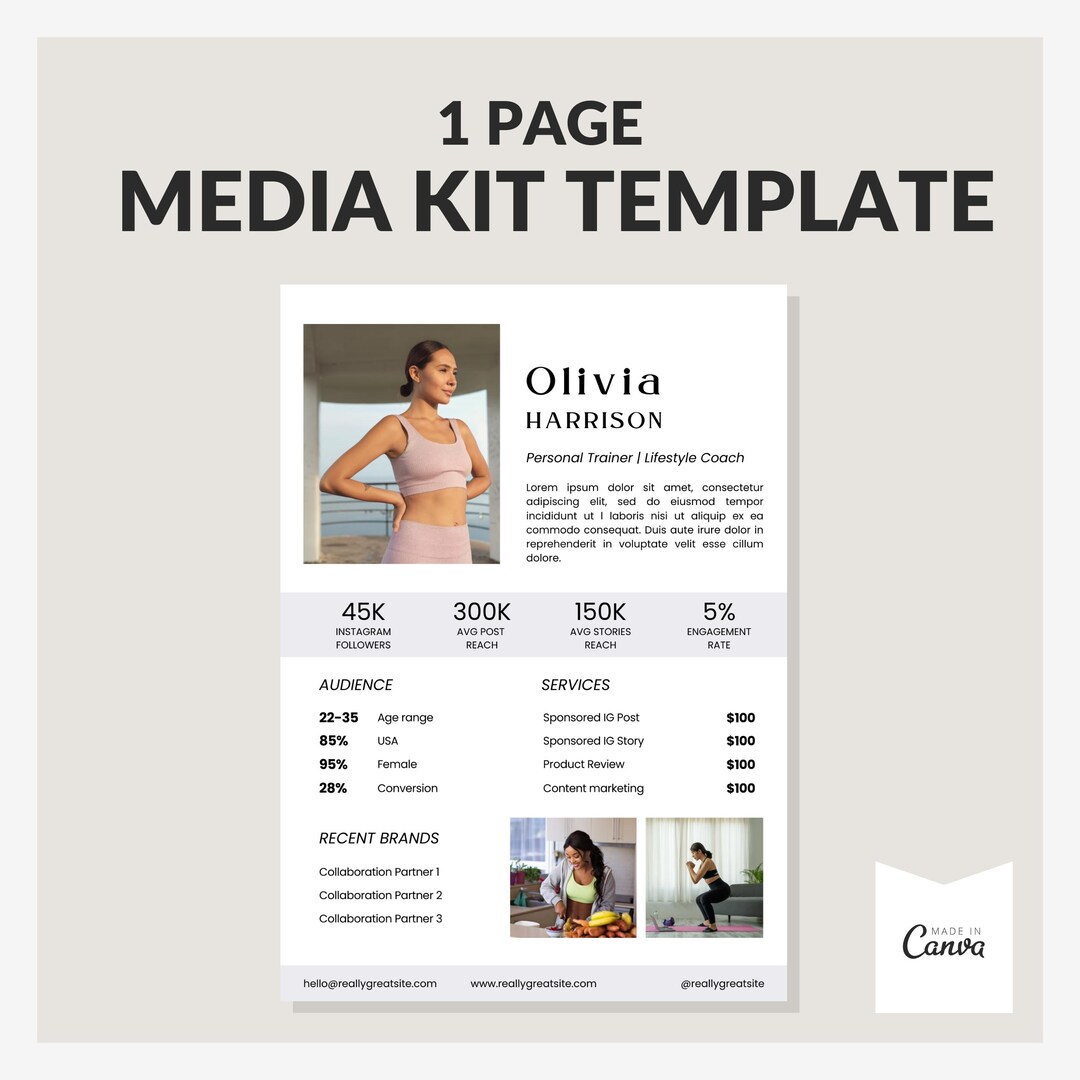 Canva Media Kit Template: Influencer Press Kit (editable PDF) - Etsy