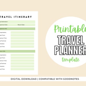 Travel Itinerary Planner Template for Goodnotes Simple - Etsy
