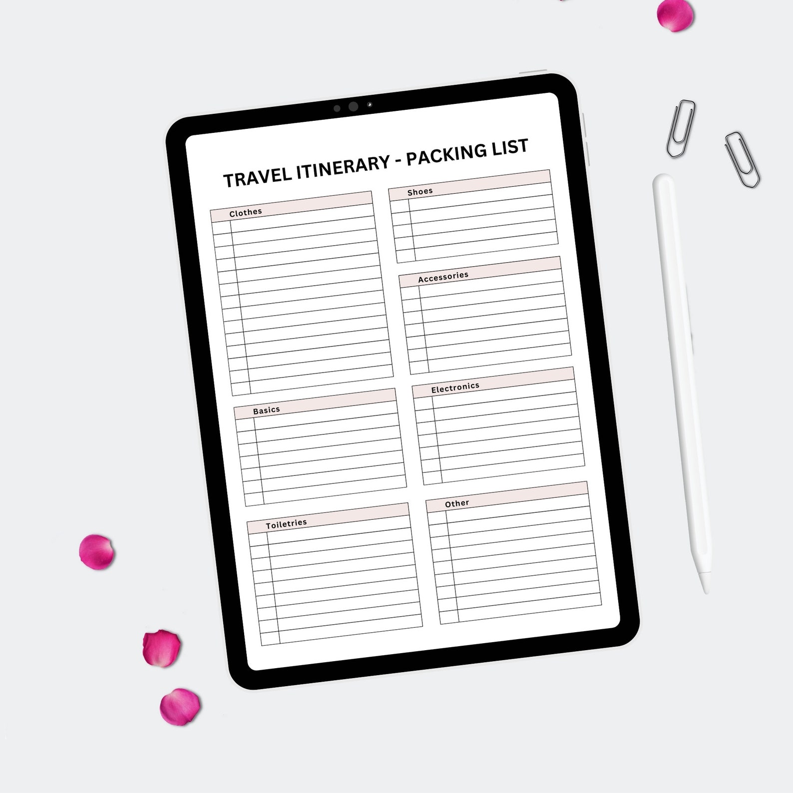 Travel Itinerary Planner Template for Goodnotes, Simple Vacation ...