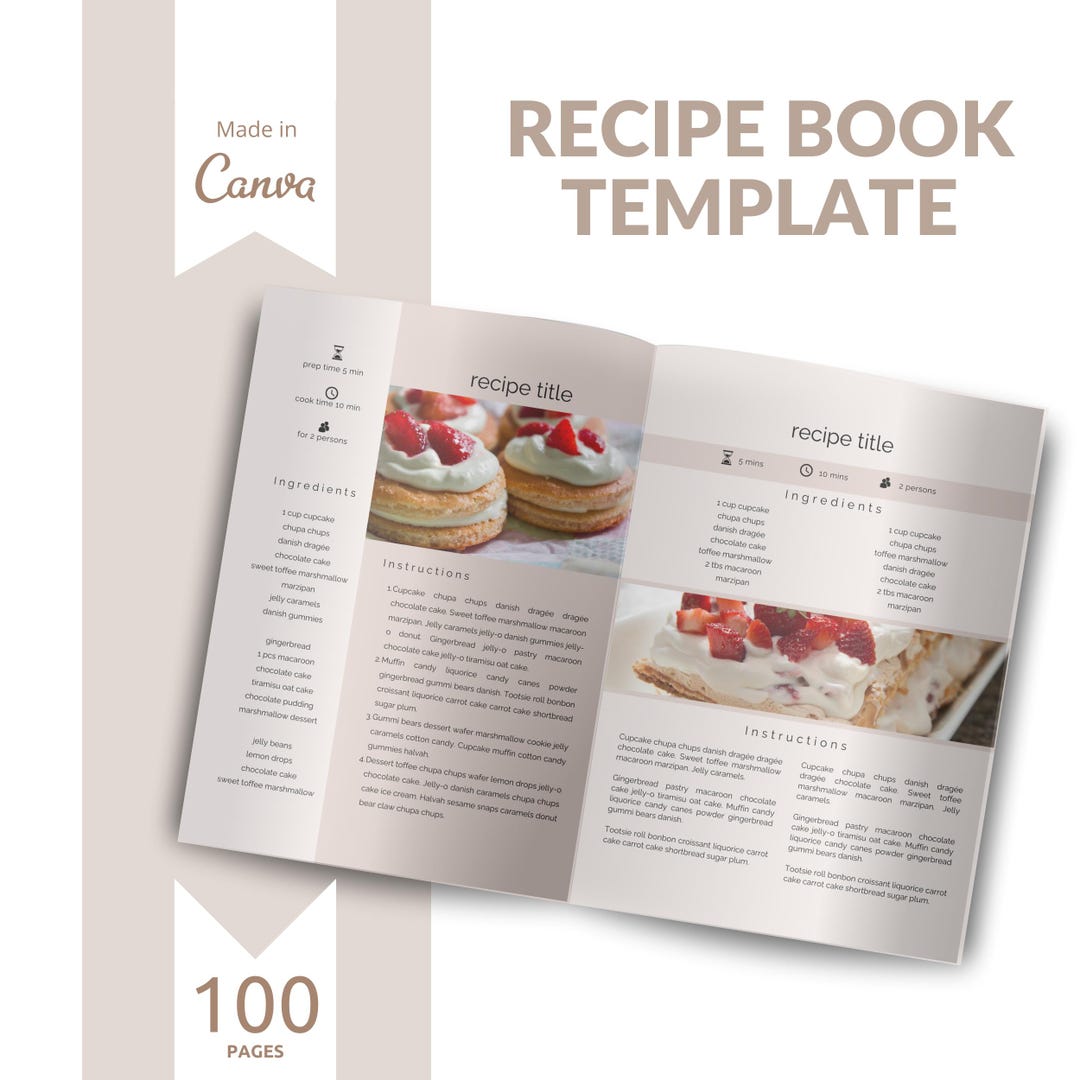 Canva Recipe Book Template, Cookbook Template, Recipe Ebook, Recipe ...