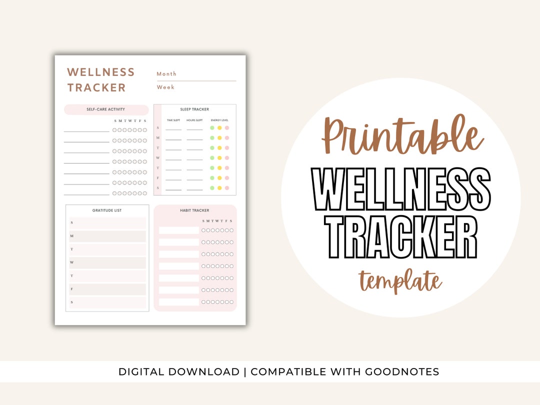 Wellness Tracker Template for Goodnotes Printable Health - Etsy