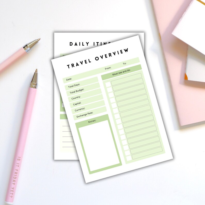 Travel Itinerary Planner Template for Goodnotes, Simple Vacation ...