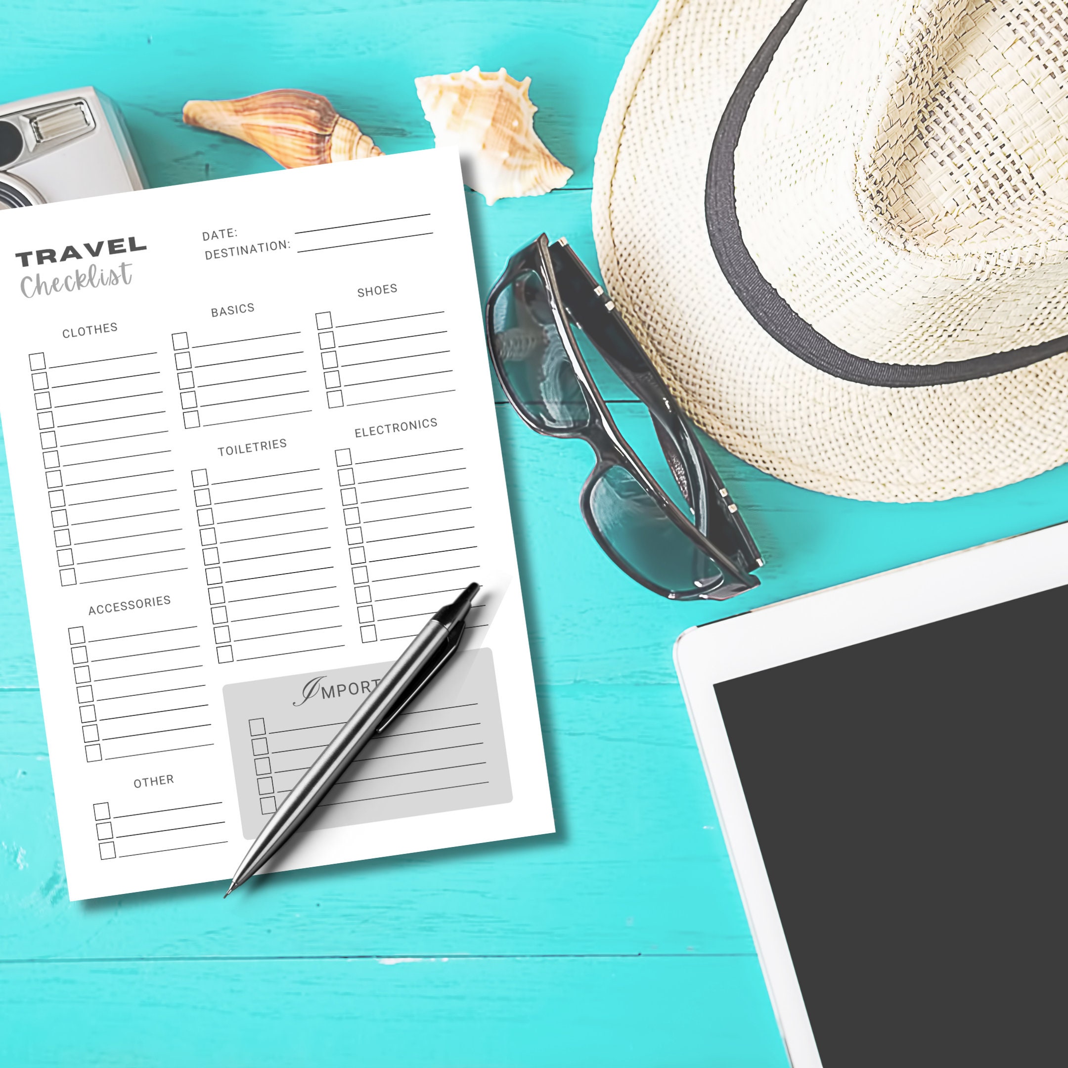 Simple Printable Travel Checklist, Holiday Packing List Template ...