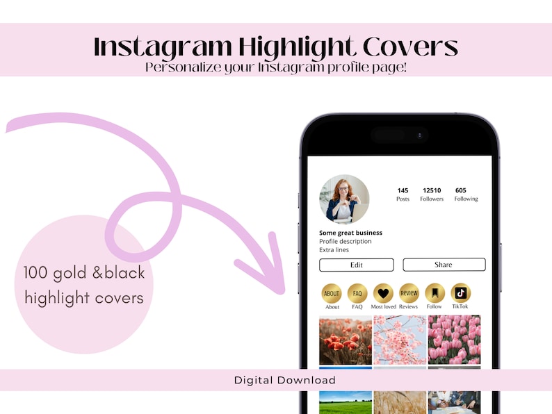 Instagram Highlight Covers Gold and Black Covers for - Etsy