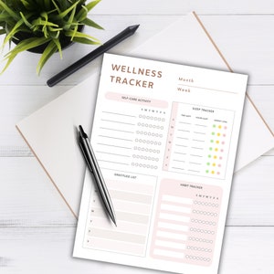 Wellness Tracker Template for Goodnotes, Printable Health Tracker, Self ...