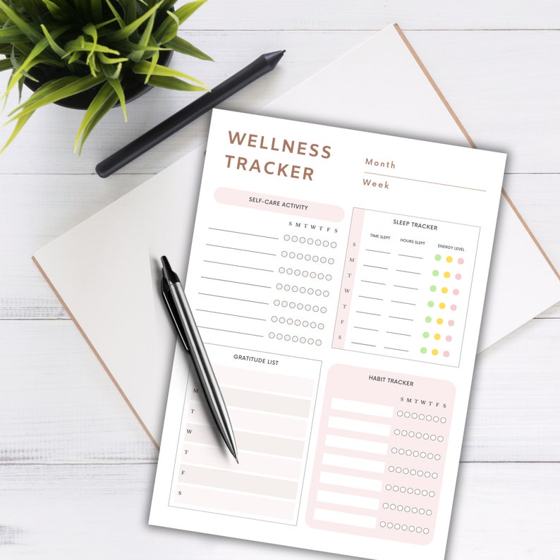 Wellness Tracker Template for Goodnotes, Printable Health Tracker, Self ...