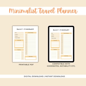 Travel Itinerary Planner Template for Goodnotes, Simple Vacation ...