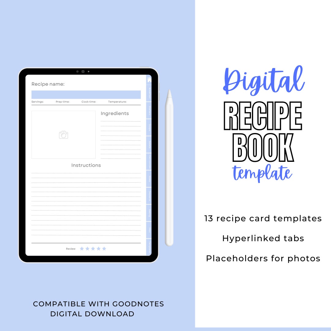 Digital Recipe Book Template for Goodnotes, Recipe Journal, Recipe ...