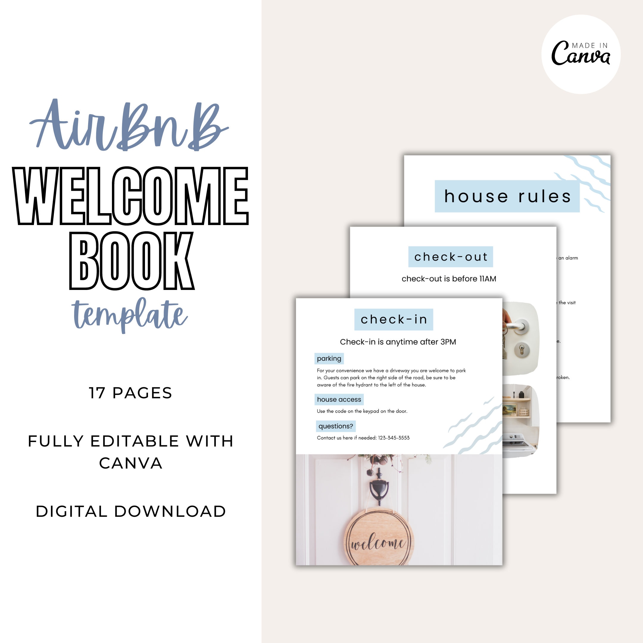 Editable Welcome Book Template for Airbnb Hosts, Vacation Rental ...