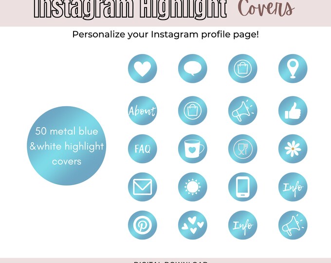 Light Blue Highlight Covers, Instagram Story Covers, Blue Instagram ...