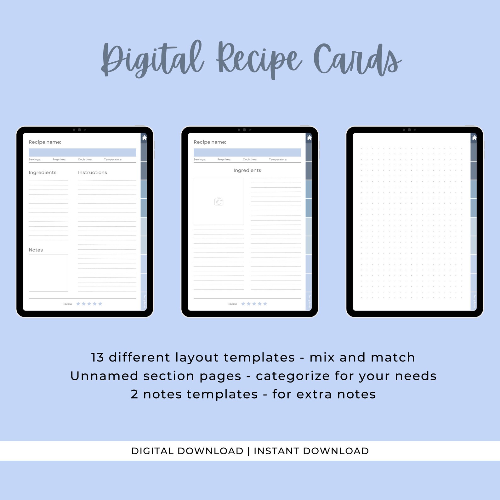 Digital Recipe Book Template for Goodnotes, Recipe Journal, Recipe ...