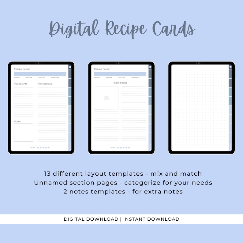 Digital Recipe Book Template for Goodnotes, Recipe Journal, Recipe ...