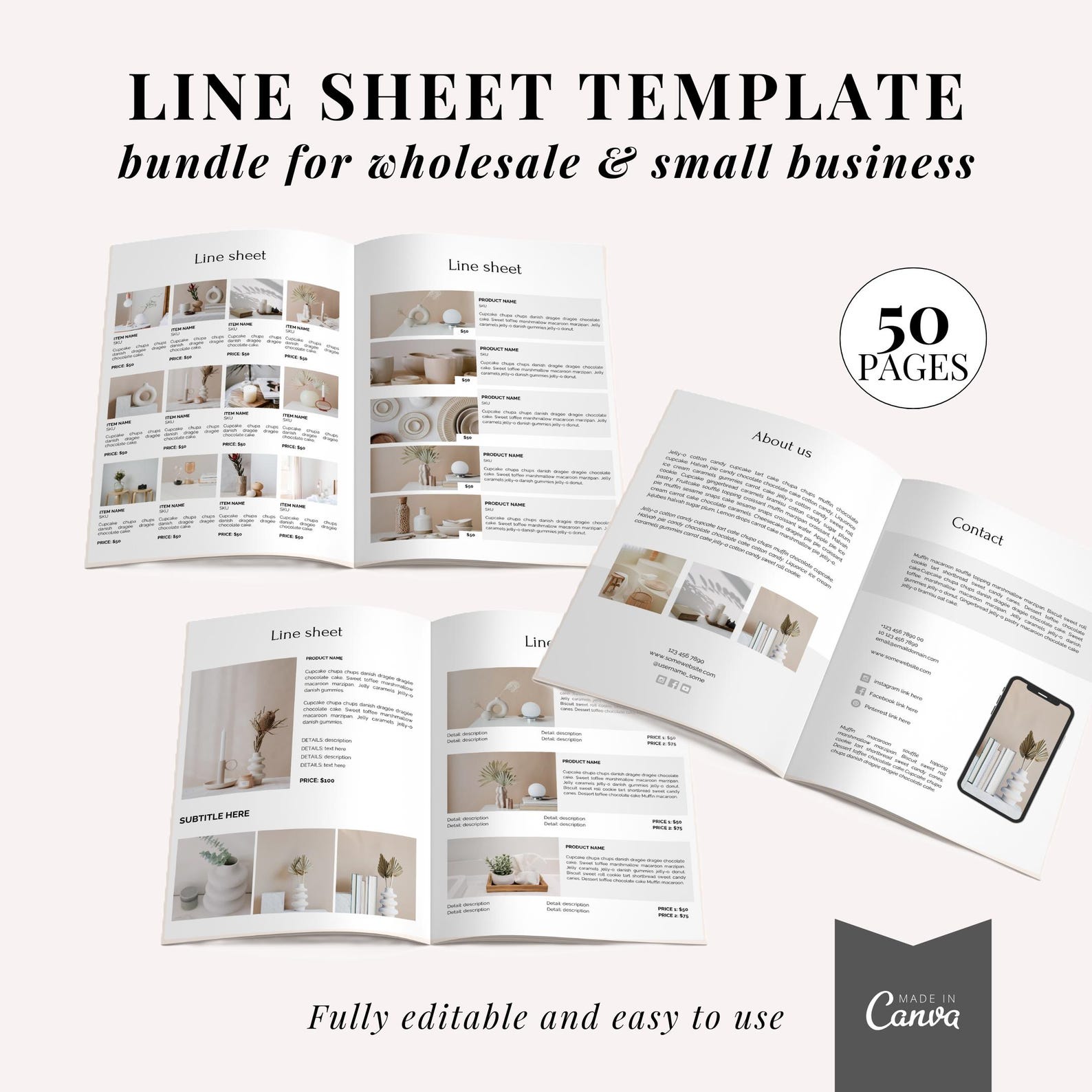 Line Sheet Template: Product Catalog & Price List (canva Template) - Etsy