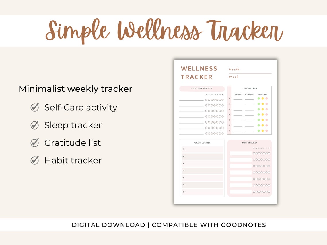 Wellness Tracker Template for Goodnotes Printable Health - Etsy