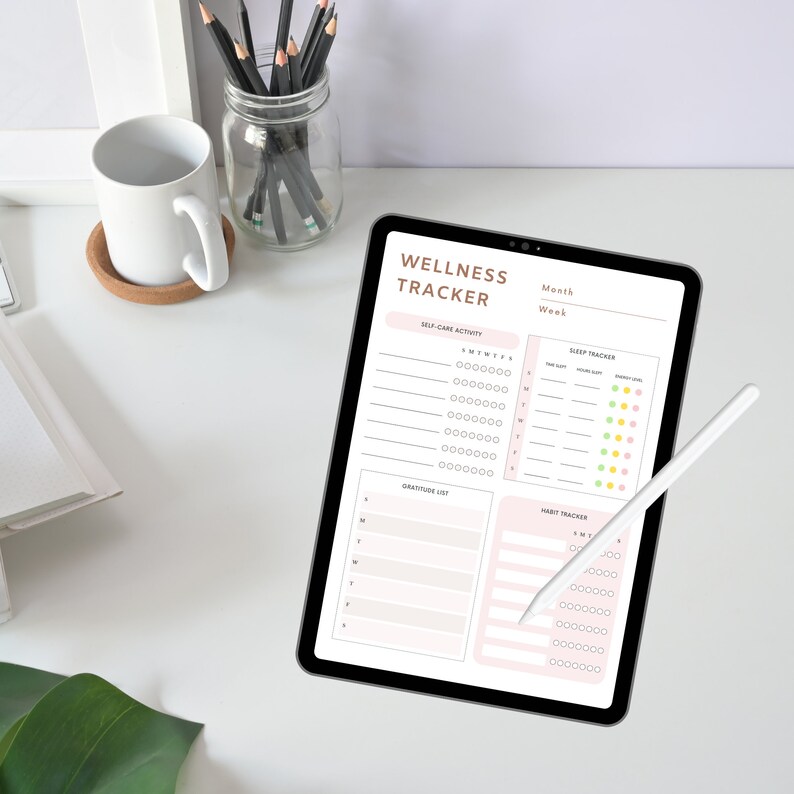 Wellness Tracker Template for Goodnotes, Printable Health Tracker, Self ...