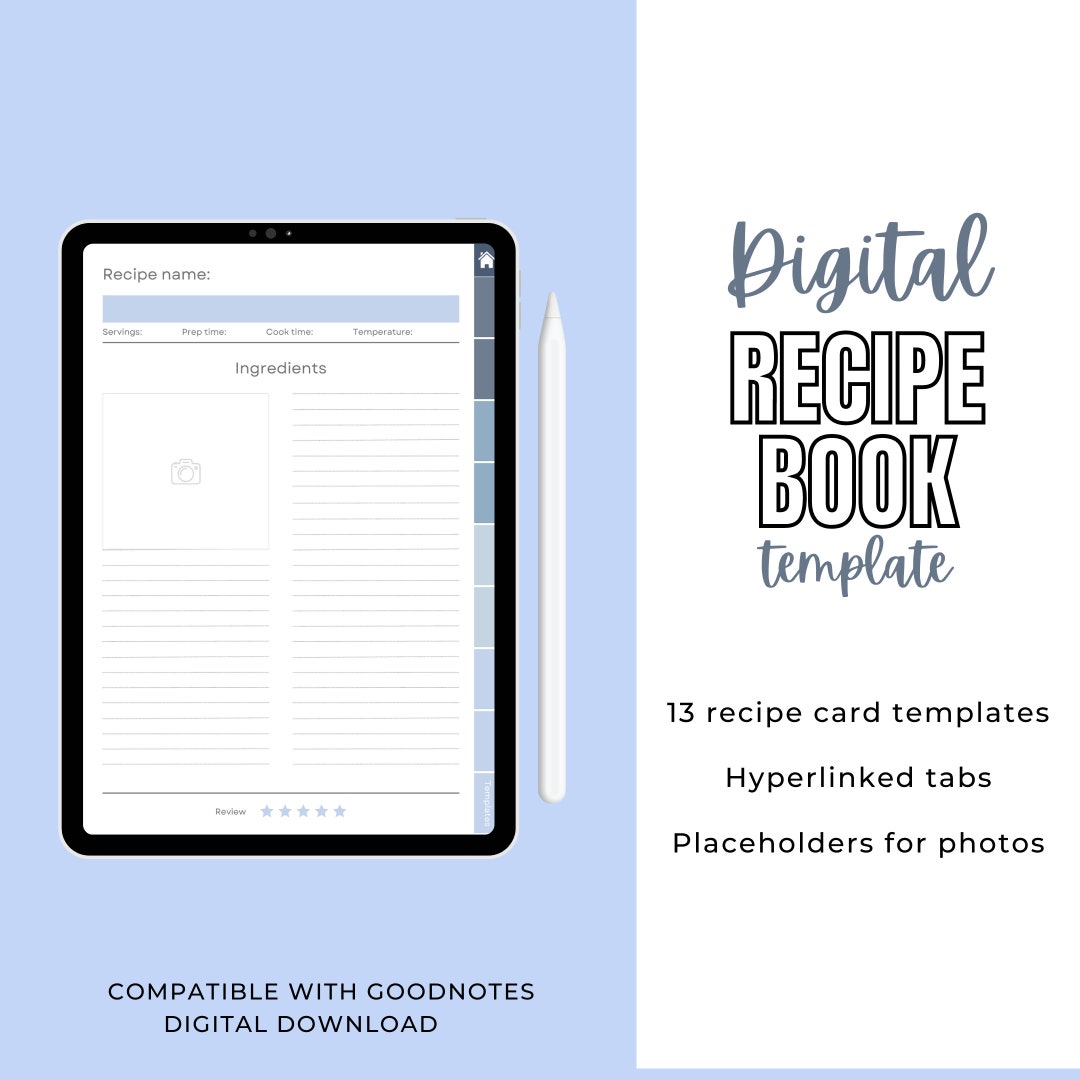 Digital Recipe Book Template for Goodnotes, Recipe Journal, Recipe ...