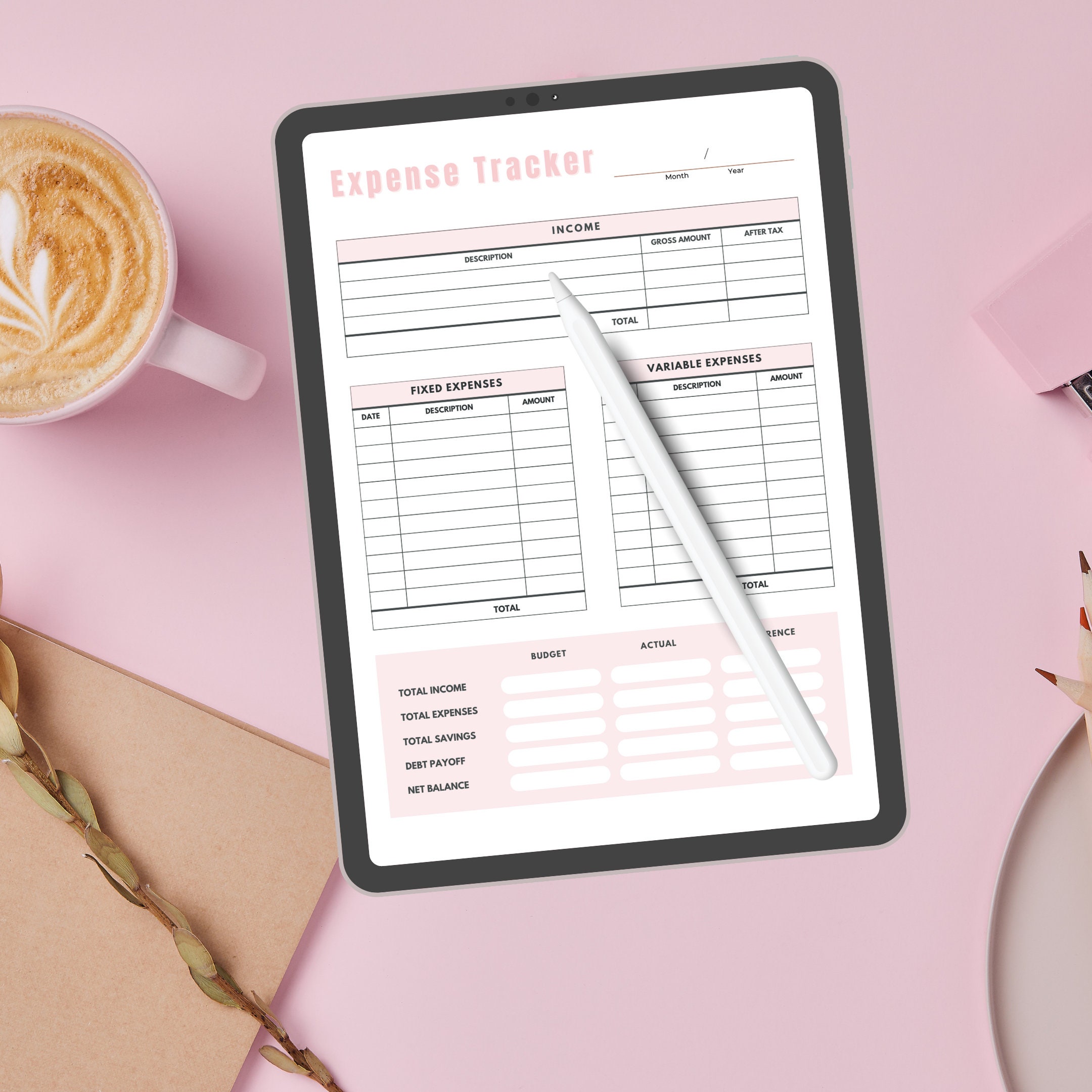 Monthly Expense Tracker Printable and Fillable Pdf, Budget Planner ...