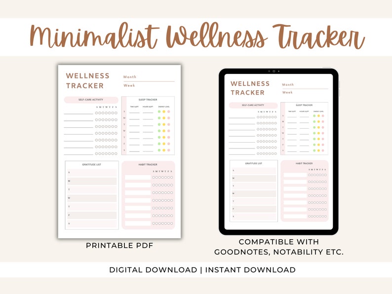 Wellness Tracker Template for Goodnotes Printable Health - Etsy