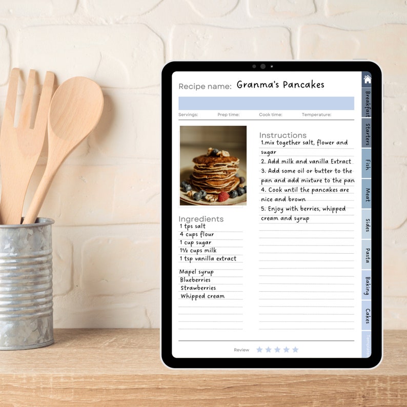 Digital Recipe Book Template for Goodnotes, Recipe Journal, Recipe ...