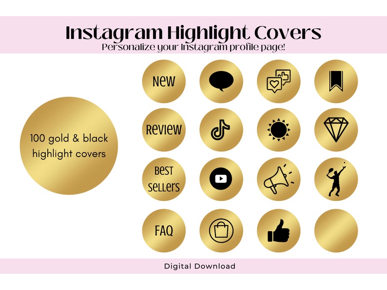 Instagram Highlight Covers Gold and Black Covers for - Etsy