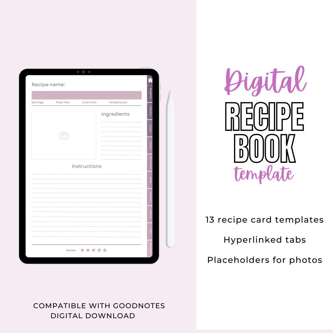Digital Recipe Book Template for Goodnotes, Recipe Journal, Recipe ...