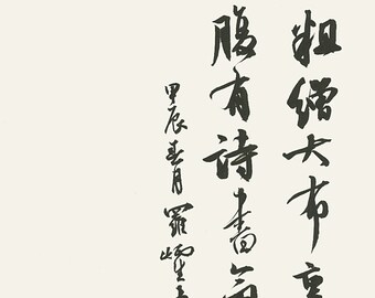 34cm Chinese Calligraphy Handwriting by Professor Bingsheng Luo - Etsy