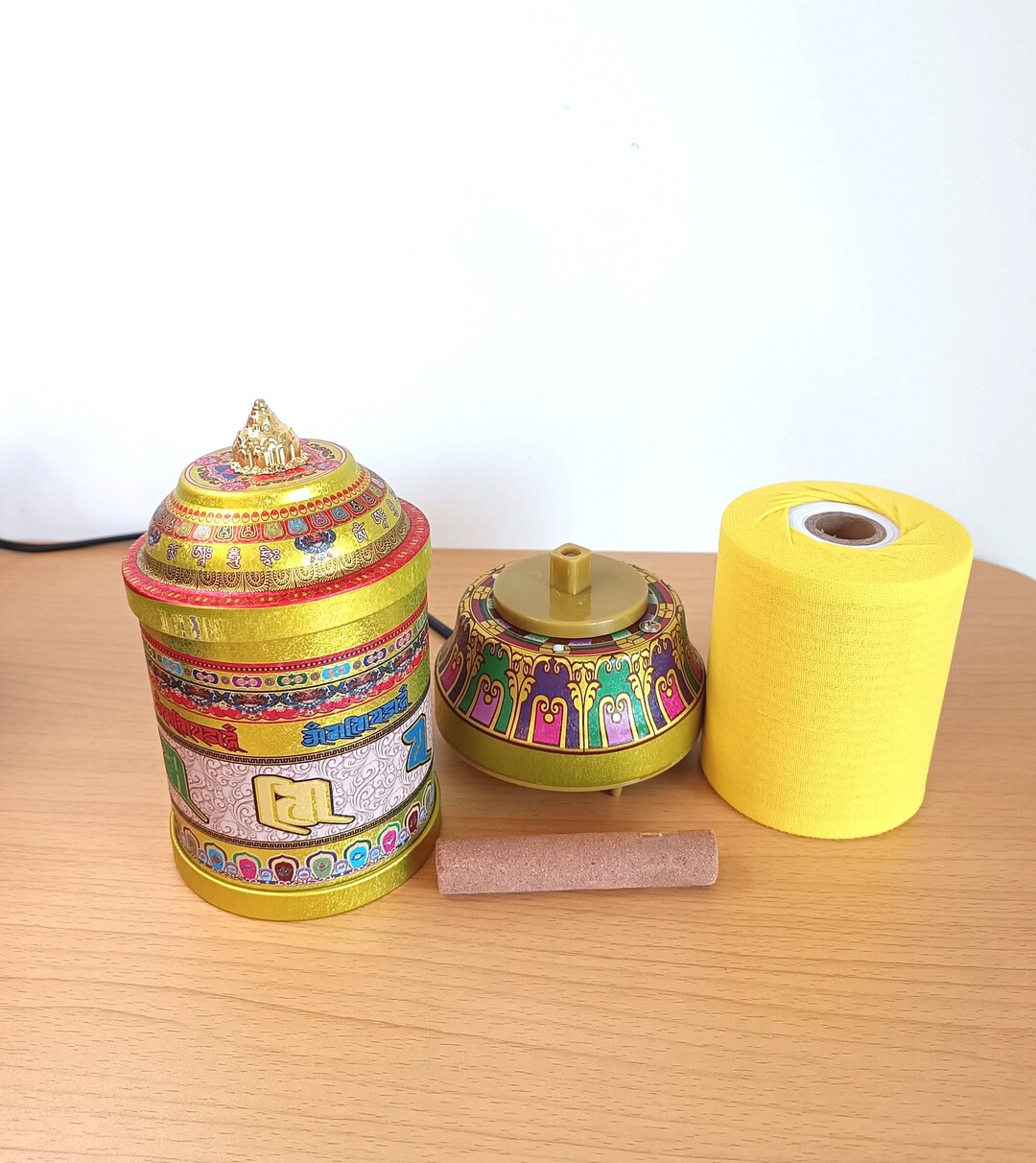 Tibetan Buddhist Mantra Table Prayer Wheel Yellow - Etsy