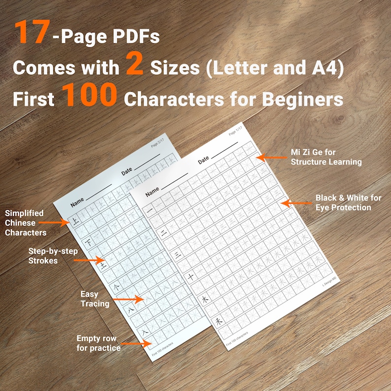 100 Chinese Hanzi Character Practice Bundle Learn Chinese With ...