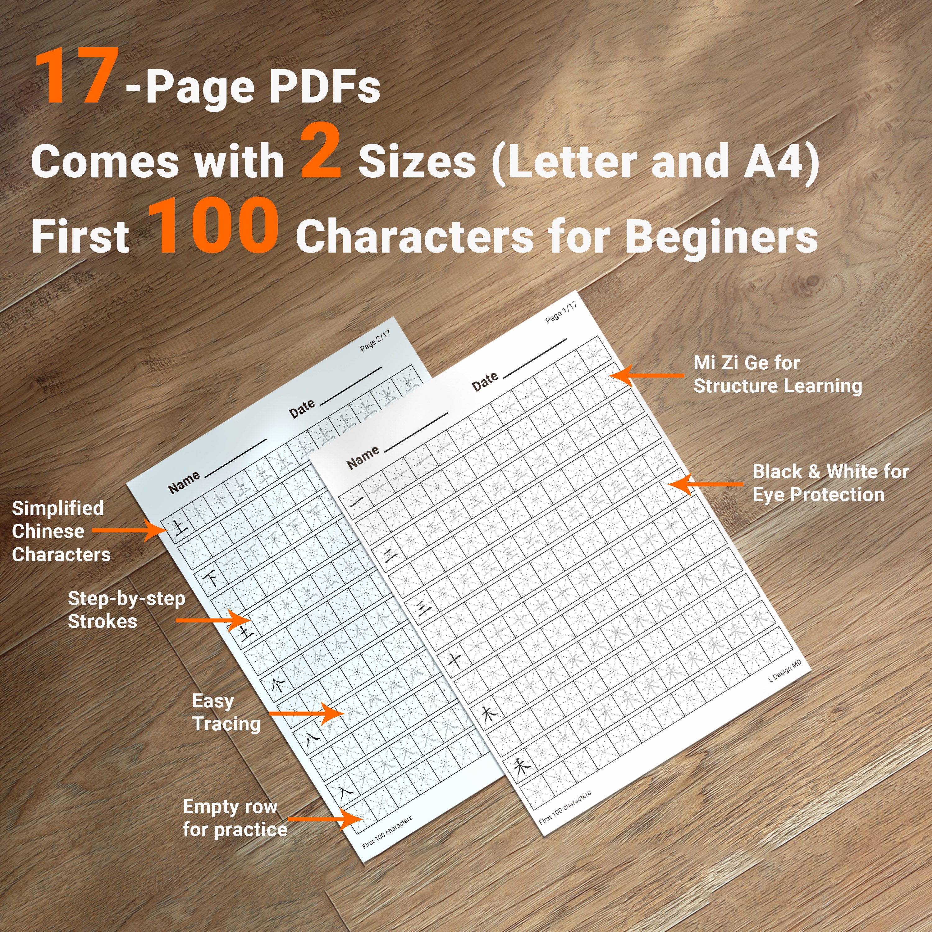 100 Chinese Hanzi Character Practice Bundle Learn Chinese With ...