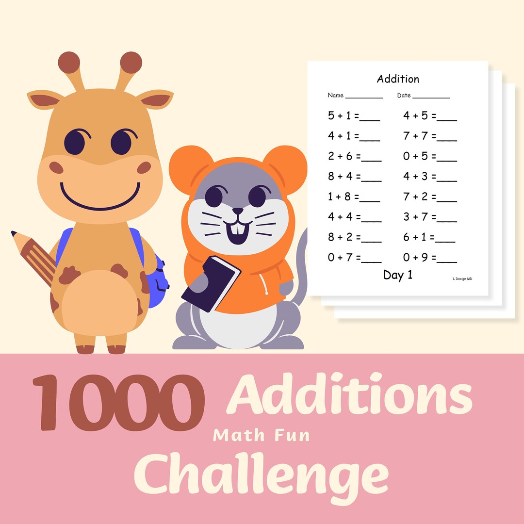 Engaging K-1st-2nd Grade Addition Worksheets 1000 Fun Math Equations ...