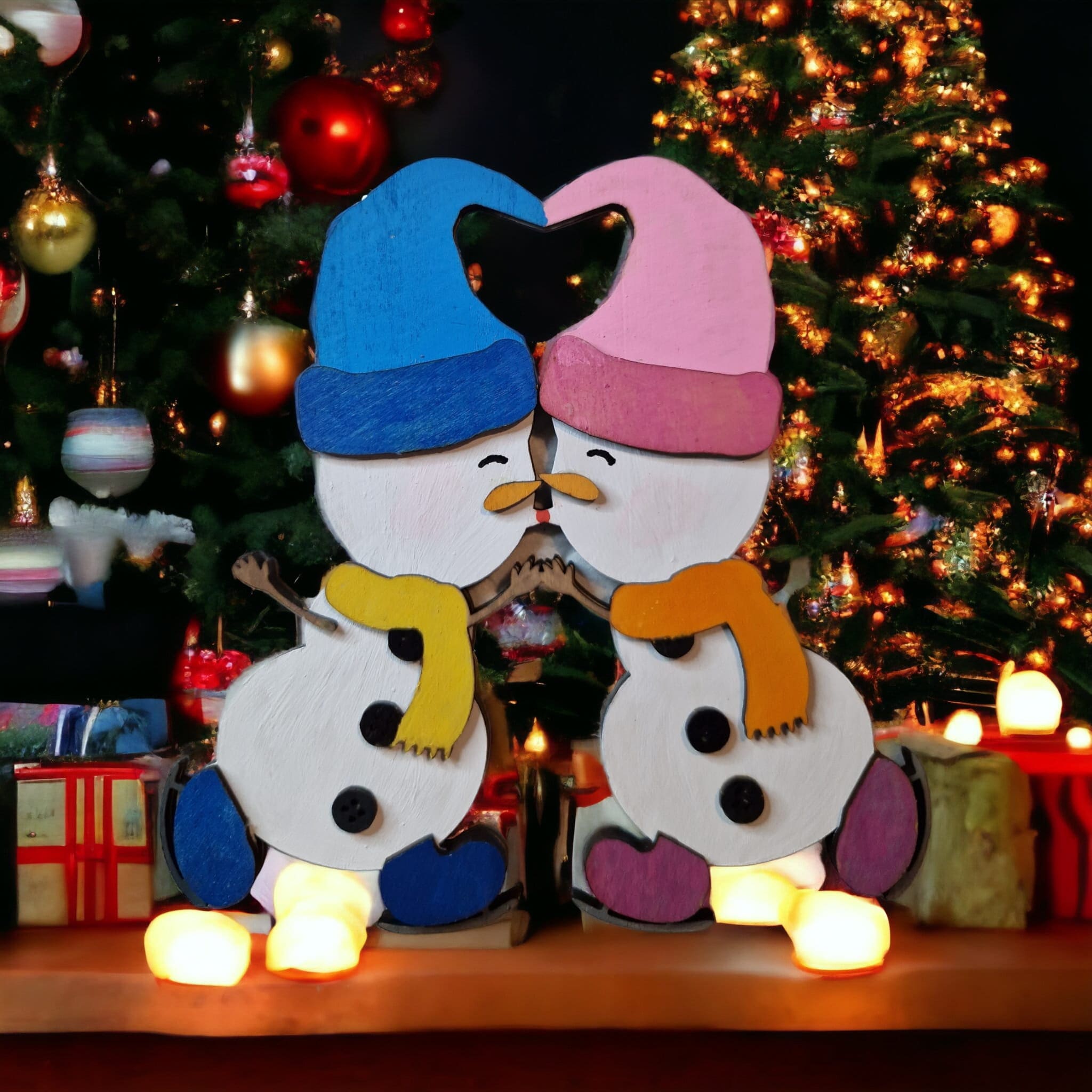 Kissing Snowmen SVG, DXF - Etsy