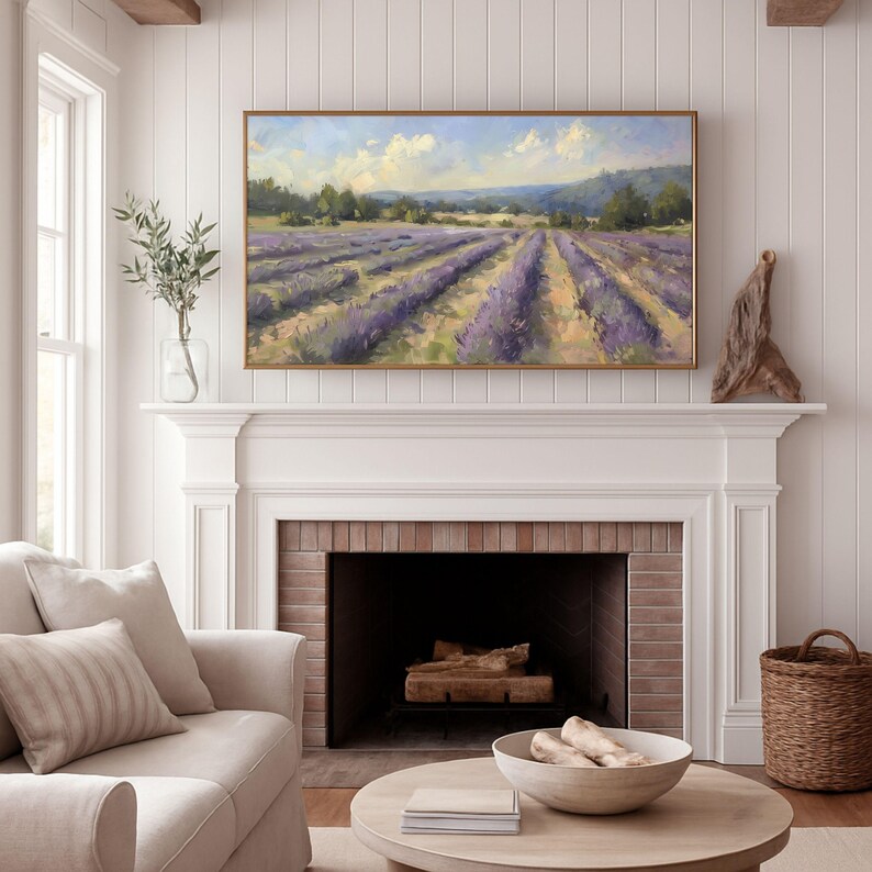 Lavender Field Samsung Frame TV Art, Provence Landscape Oil Painting ...