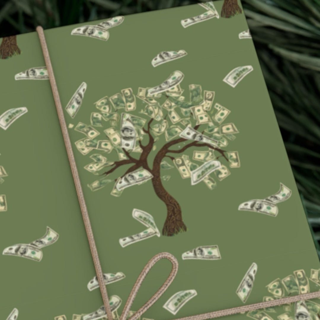Wrapping Paper Money Tree Design Gift Wrap Roll for Christmas, Birthday ...