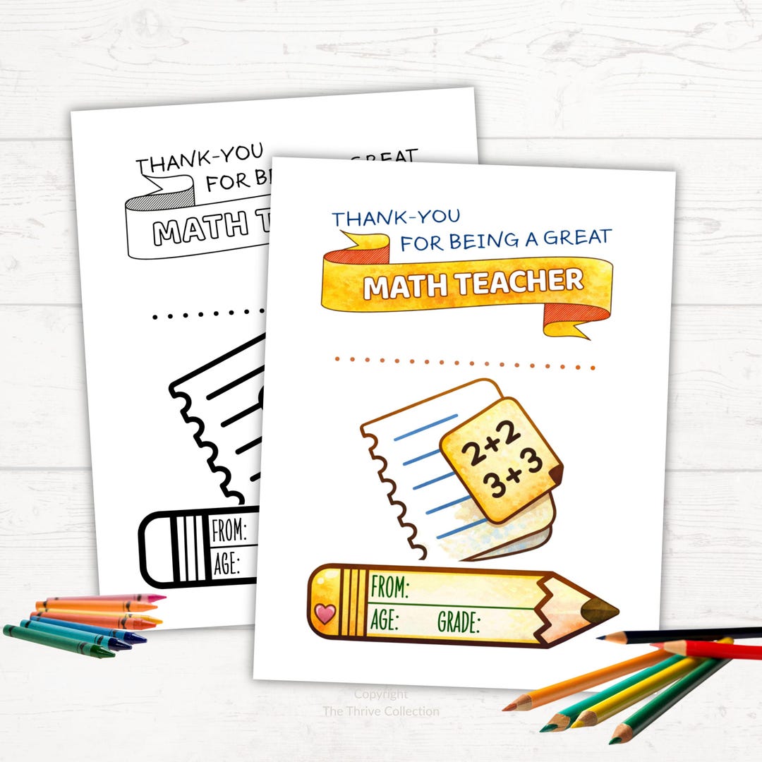 Math Teacher Thank You Gift | Printable Coloring Pages | INSTANT ...