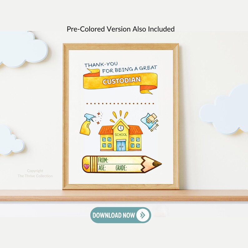 School Custodian Thank You Printable Coloring Pages | INSTANT DOWNLOAD ...